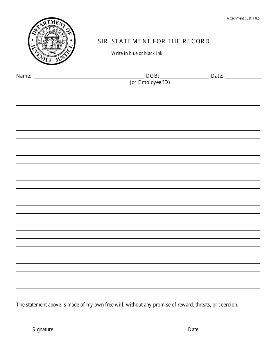 Georgia (United States) Sir Statement for the Record - Fill Out, Sign ...