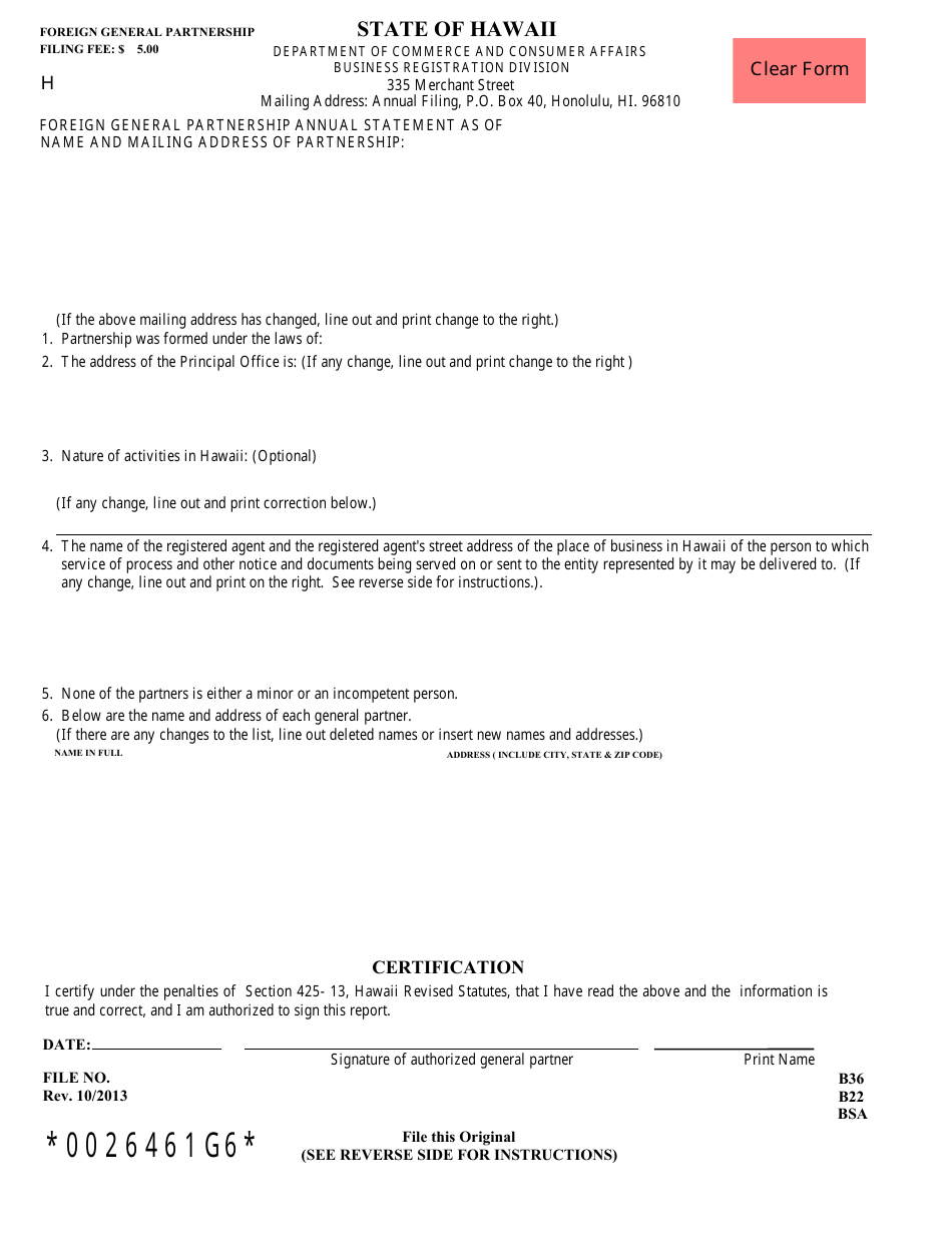 Form G6 - Fill Out, Sign Online and Download Fillable PDF, Hawaii ...