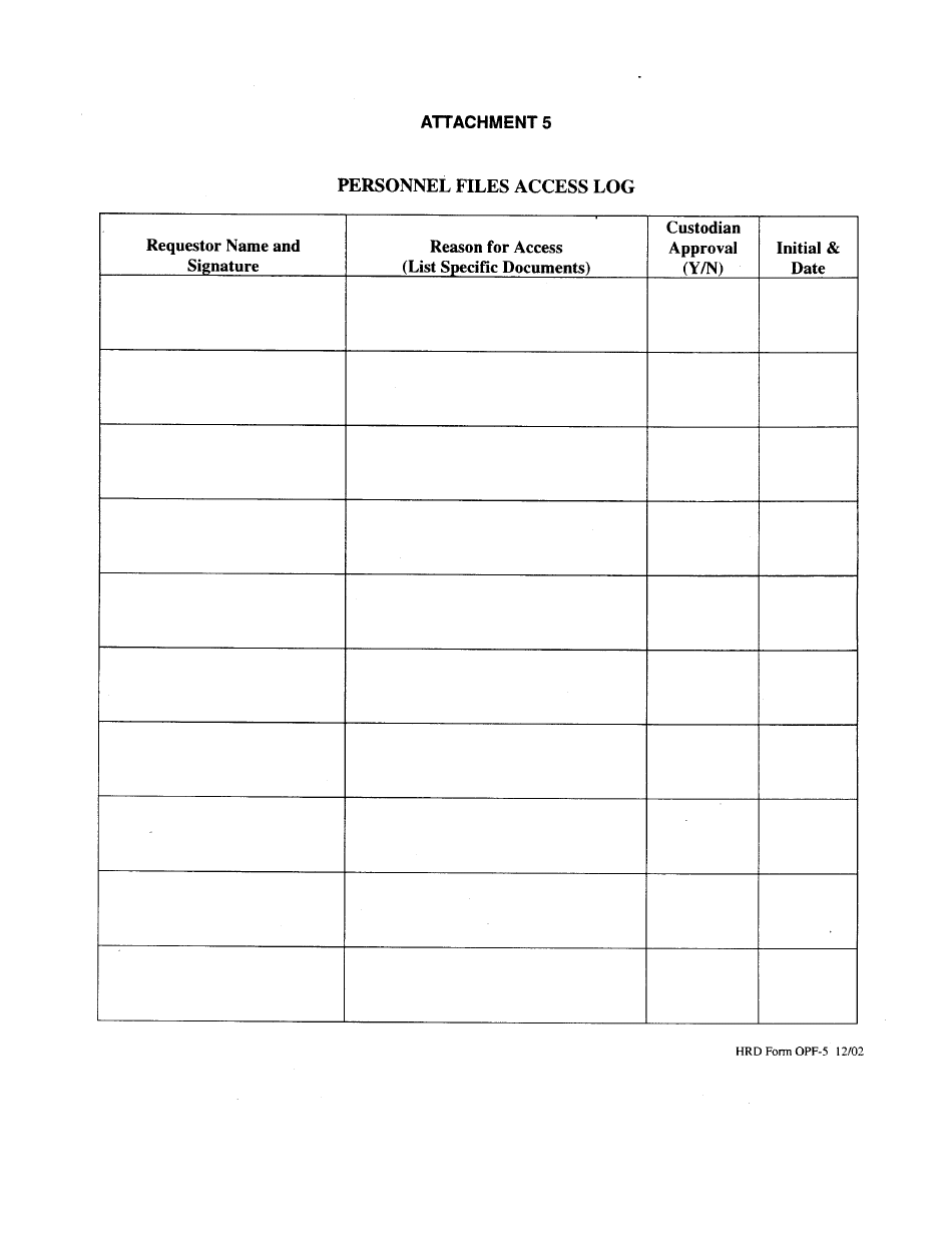 HRD Form OPF-5 Attachment 5 - Fill Out, Sign Online and Download ...