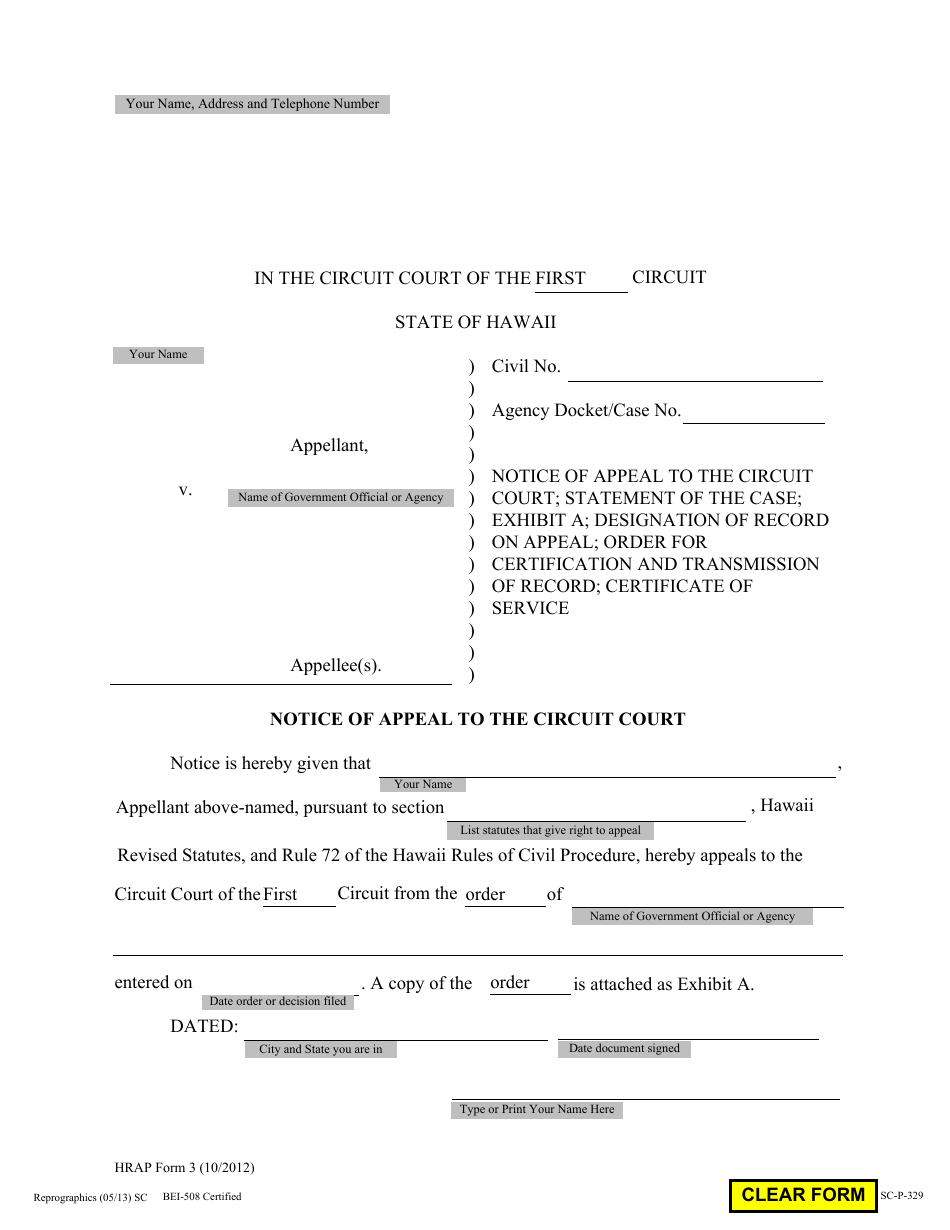 HRAP Form 3 (SC-P-329) - Fill Out, Sign Online and Download Fillable ...