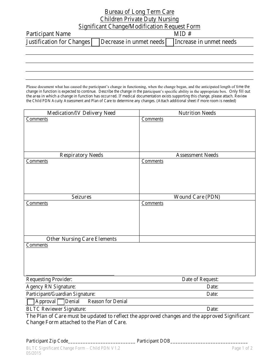 Idaho Significant Change/Modification Request Form - Children Private ...