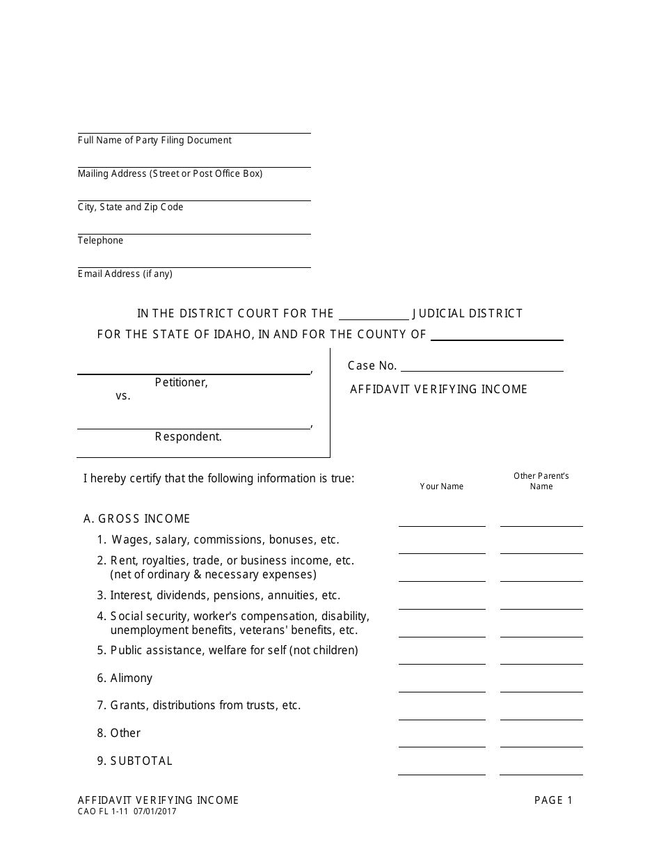 Form CAO FL1-11 - Fill Out, Sign Online and Download Printable PDF ...
