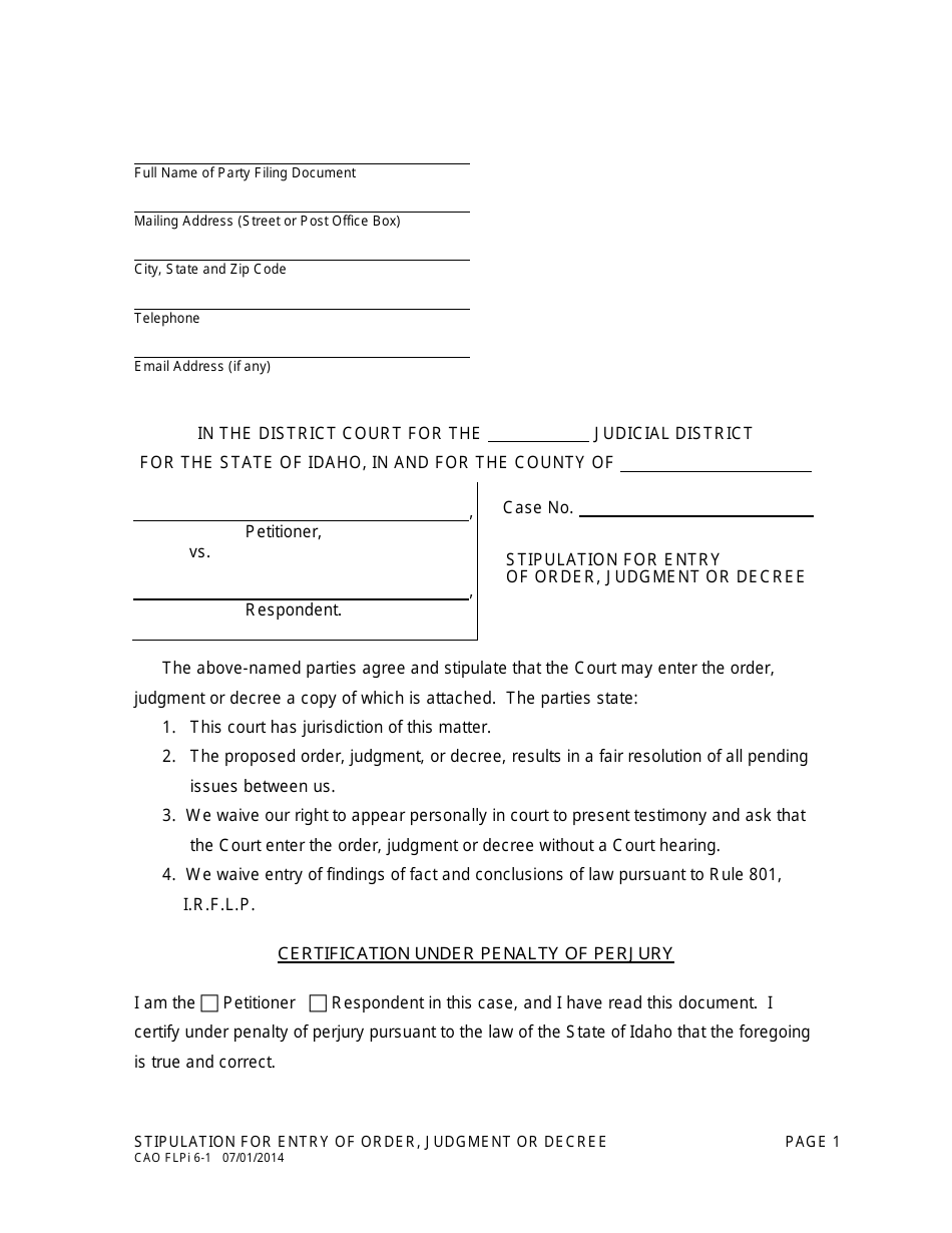 Form CAO FLPi6-1 - Fill Out, Sign Online and Download Printable PDF ...