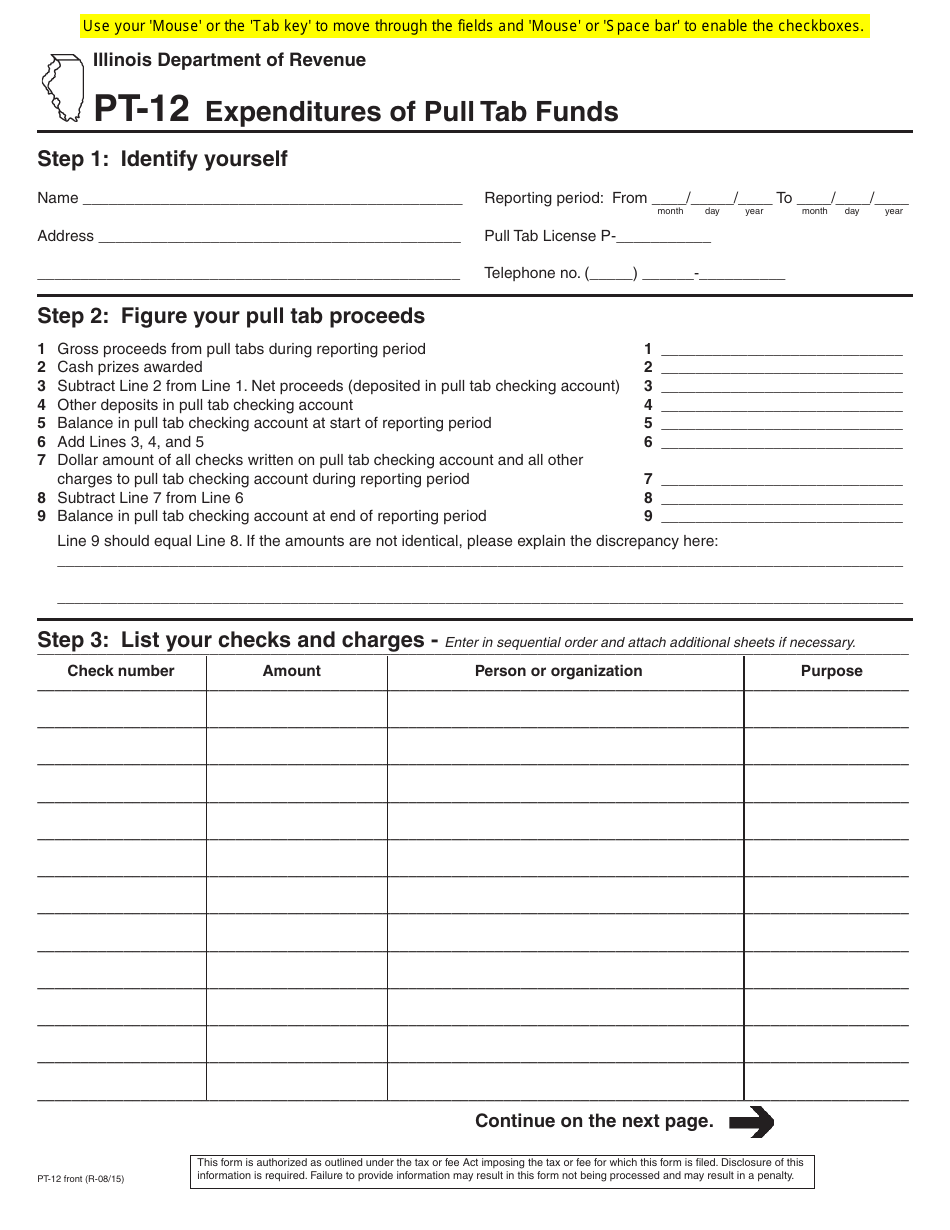Form PT-12 - Fill Out, Sign Online and Download Fillable PDF, Illinois ...