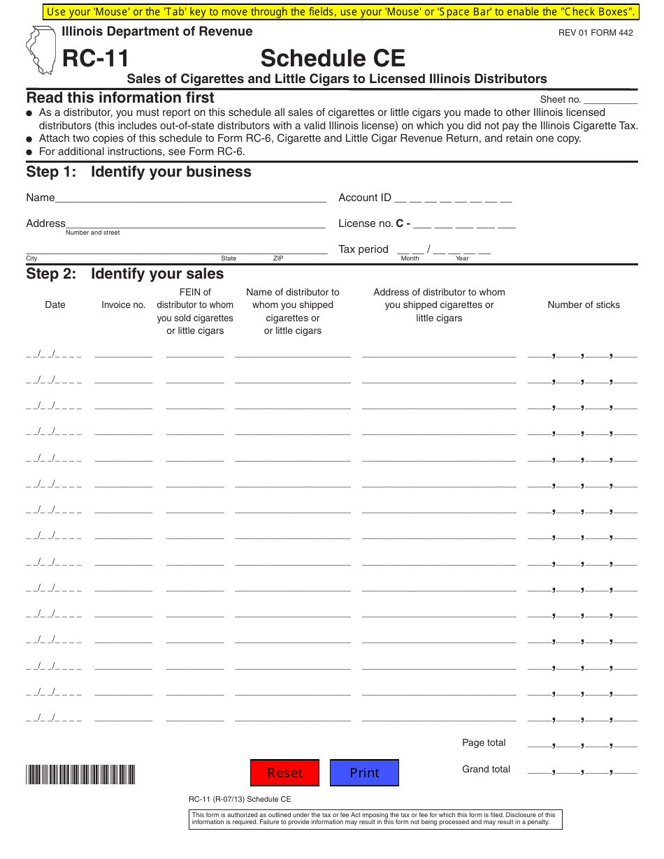 Form RC-11 Schedule CE - Fill Out, Sign Online and Download Fillable ...