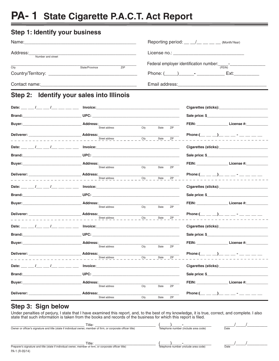 Form PA-1 - Fill Out, Sign Online and Download Printable PDF, Illinois ...