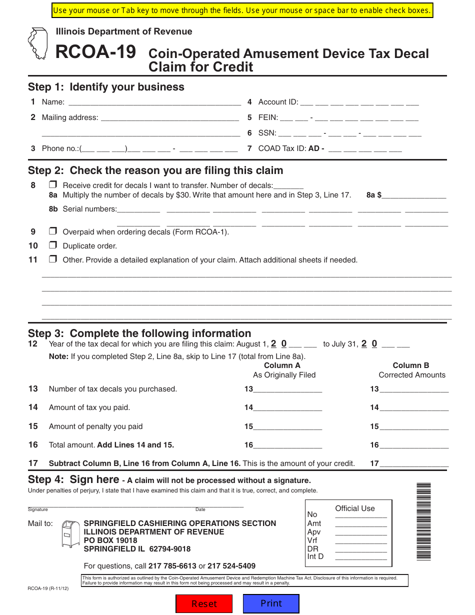 Form RCOA-19 - Fill Out, Sign Online and Download Fillable PDF ...