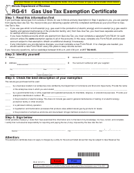 Form RG-61 Download Fillable PDF or Fill Online Gas Use Tax Exemption ...