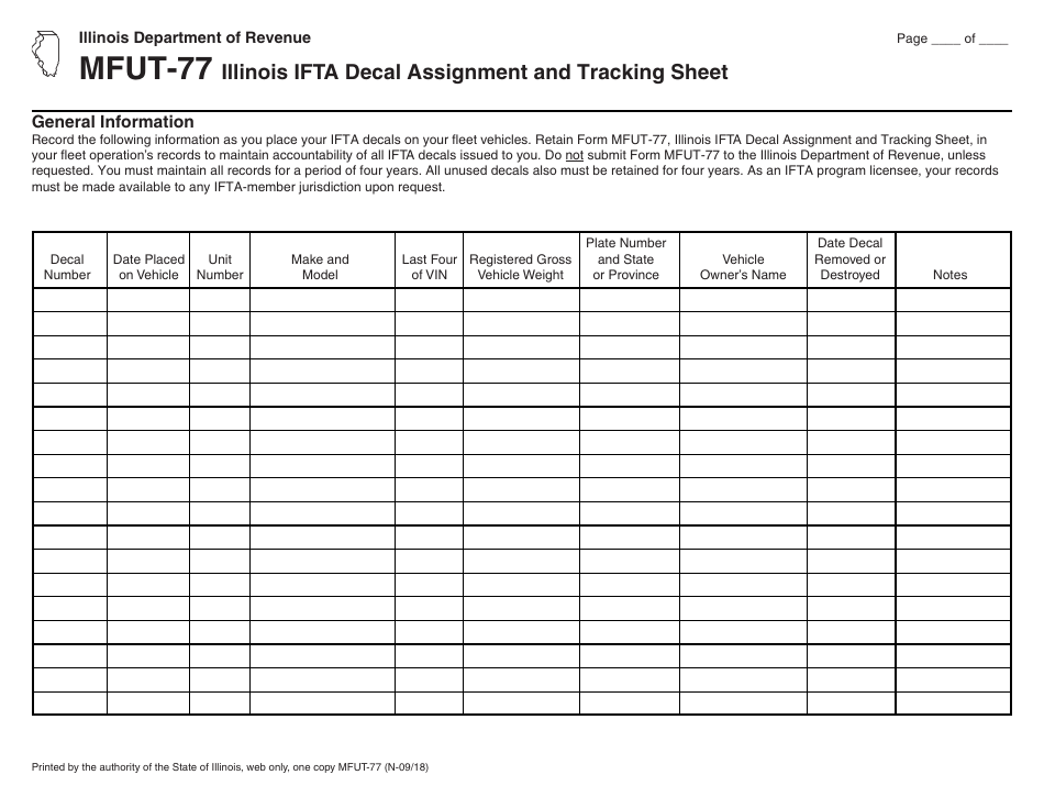 Form MFUT-77 - Fill Out, Sign Online and Download Printable PDF, Illinois | Templateroller