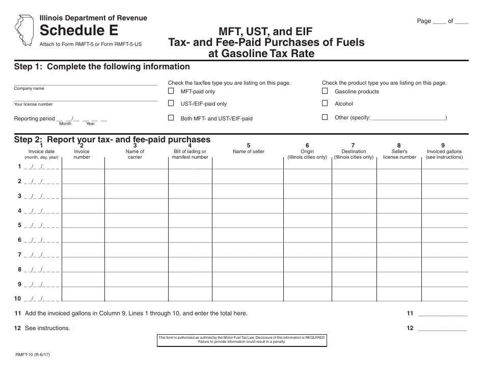 Form RMFT-10 Schedule E - Fill Out, Sign Online and Download Printable ...