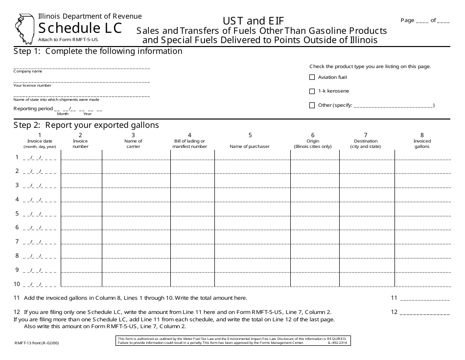 Form RMFT-13 Schedule LC - Fill Out, Sign Online and Download Printable ...