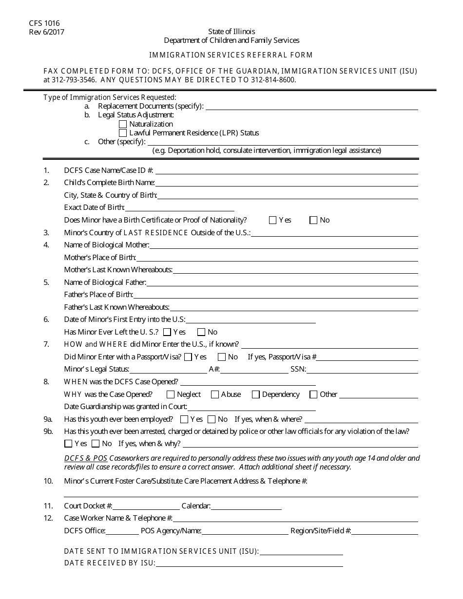 Form CFS1016 - Fill Out, Sign Online and Download Fillable PDF ...