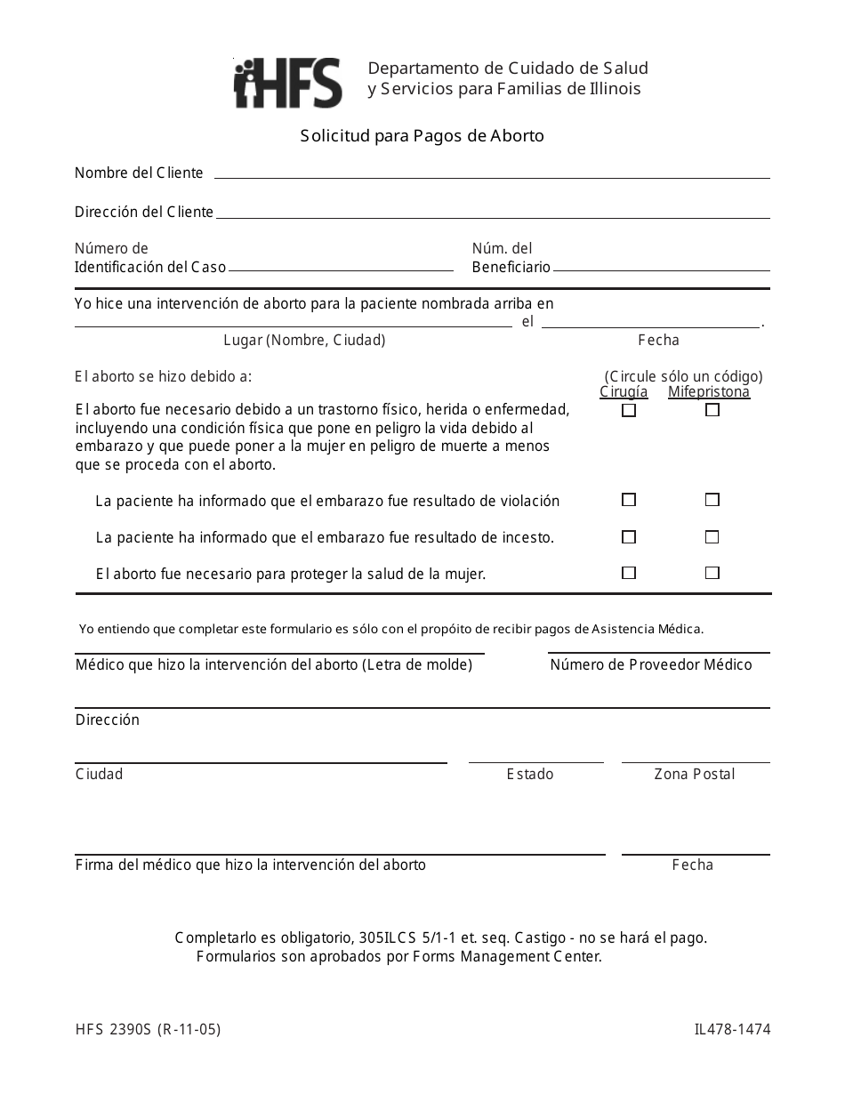 Formulario HFS2390S (IL478-1474) - Fill Out, Sign Online and Download ...