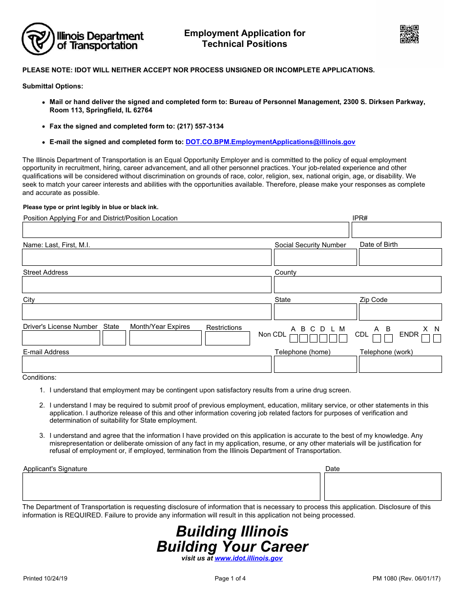 Form PM1080 - Fill Out, Sign Online and Download Fillable PDF, Illinois ...