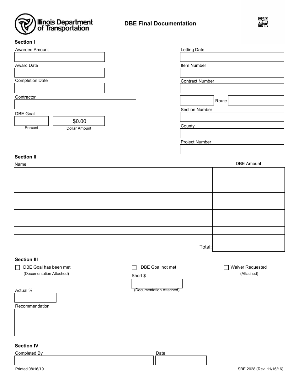 Form SBE2028 Download Fillable PDF or Fill Online Dbe Final ...