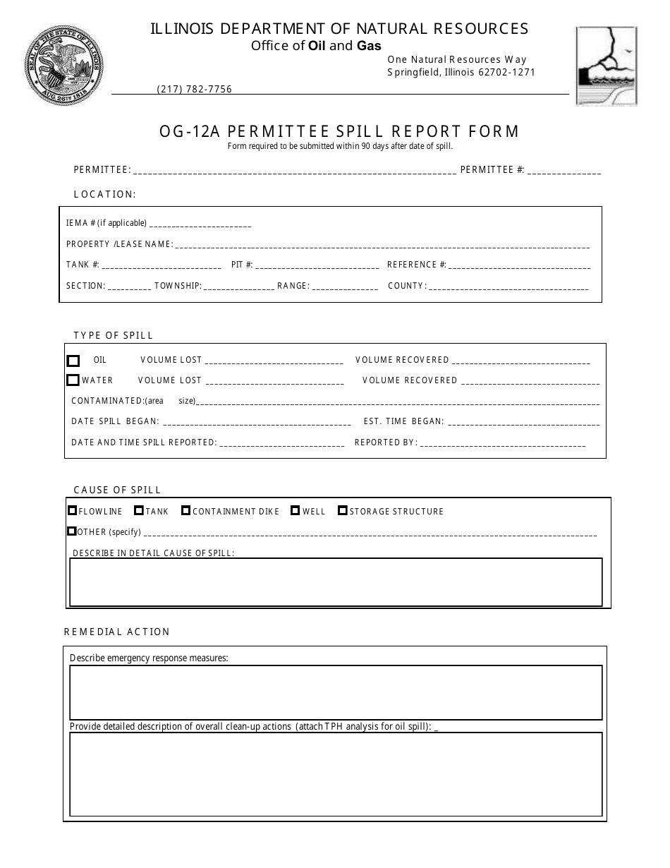 Form OG-12A - Fill Out, Sign Online and Download Fillable PDF, Illinois ...