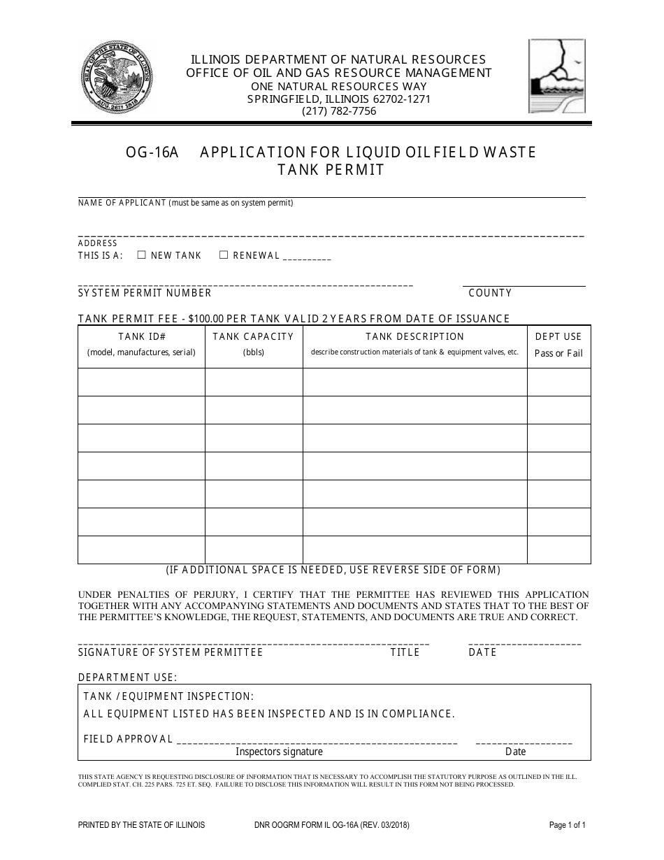 Form OG-16A - Fill Out, Sign Online and Download Printable PDF ...