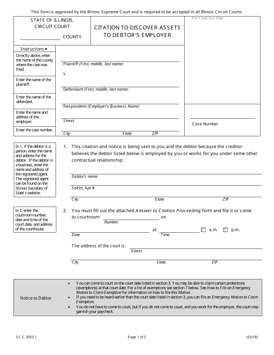 Form SC-C3003.1 - Fill Out, Sign Online and Download Fillable PDF ...