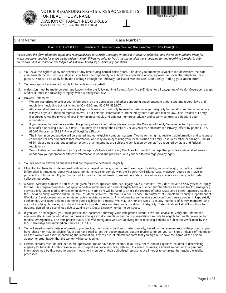 State Form 55367 (DFR0009M) - Fill Out, Sign Online and Download ...