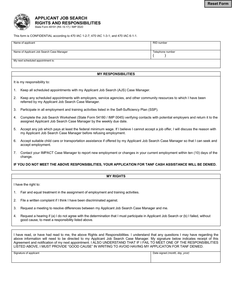 State Form 48191 (IMP0020) - Fill Out, Sign Online and Download ...