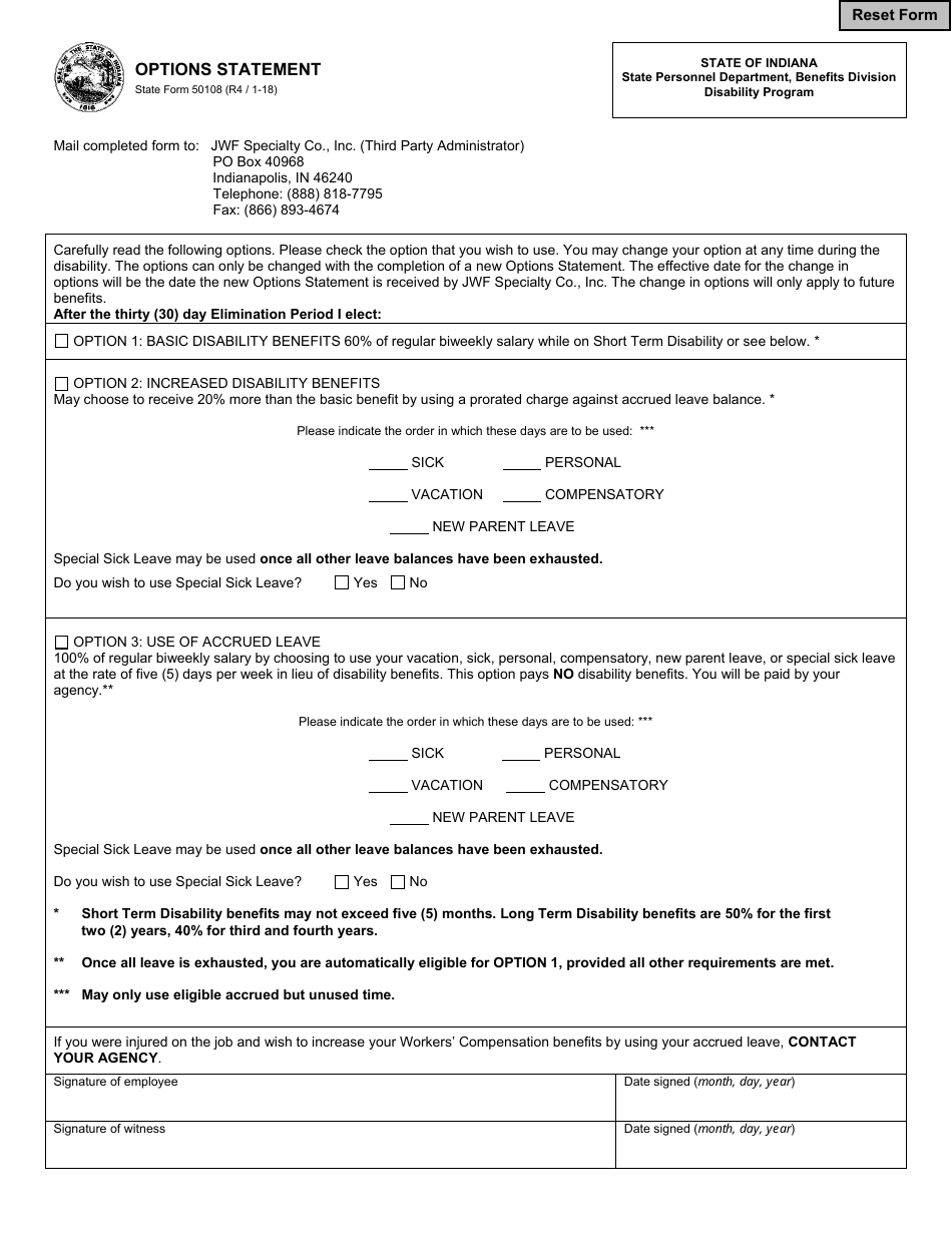 State Form 50108 - Fill Out, Sign Online and Download Fillable PDF ...