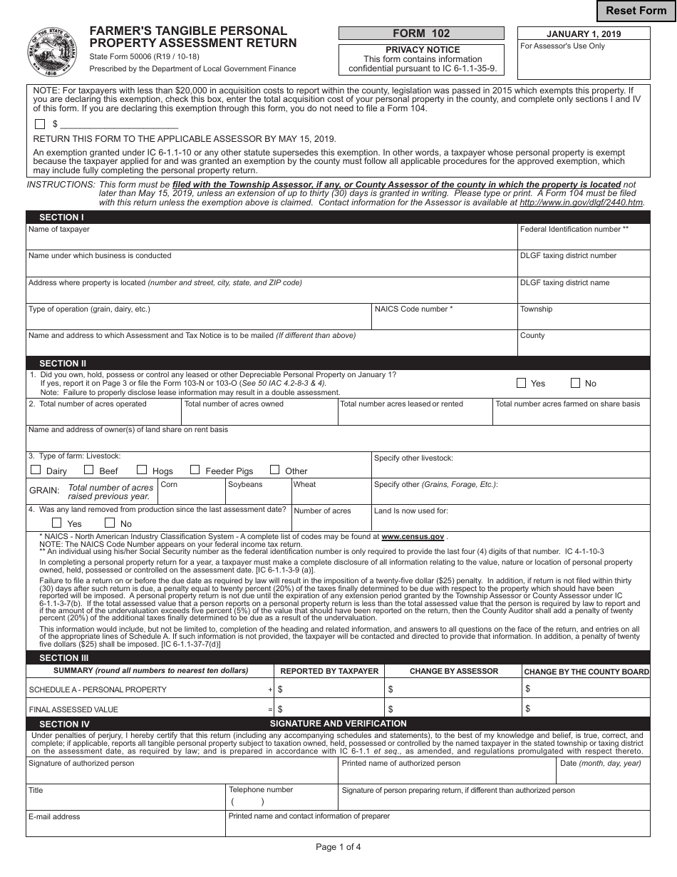 State Form 50006 (102) - Fill Out, Sign Online and Download Fillable ...