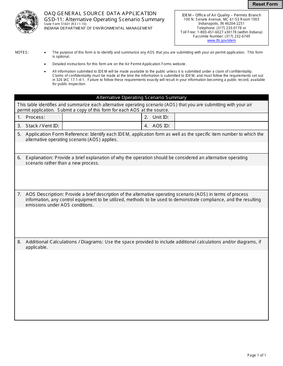 Form GSD-11 (State Form 51601) - Fill Out, Sign Online and Download ...