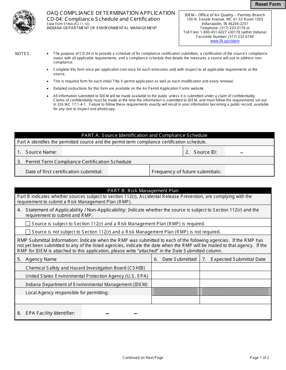 State Form 51864 (CD-04) - Fill Out, Sign Online and Download Fillable ...