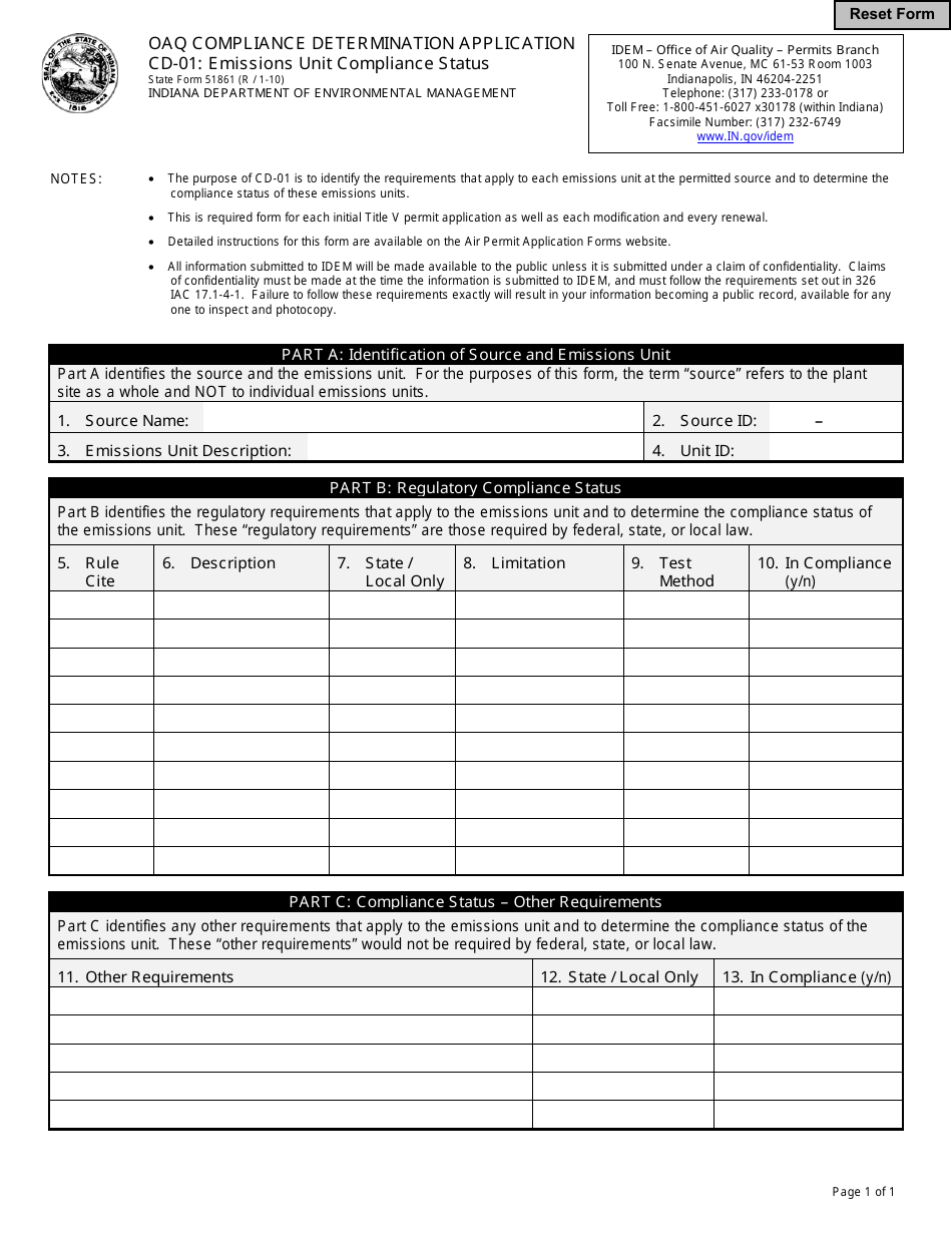State Form 51861 (CD-01) - Fill Out, Sign Online and Download Fillable ...