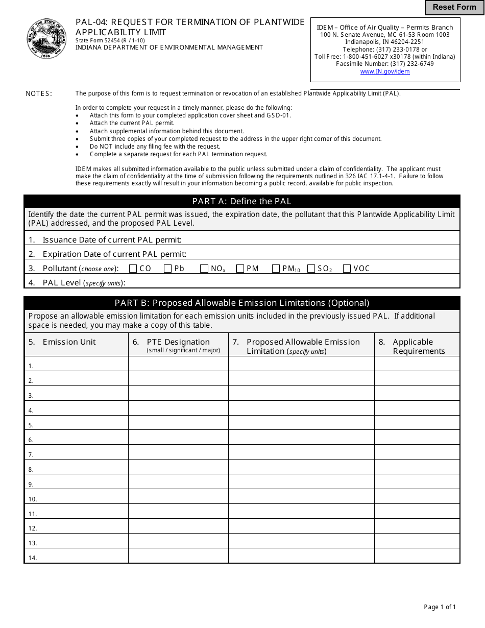 State Form 52454 (PAL-04) - Fill Out, Sign Online and Download Fillable ...