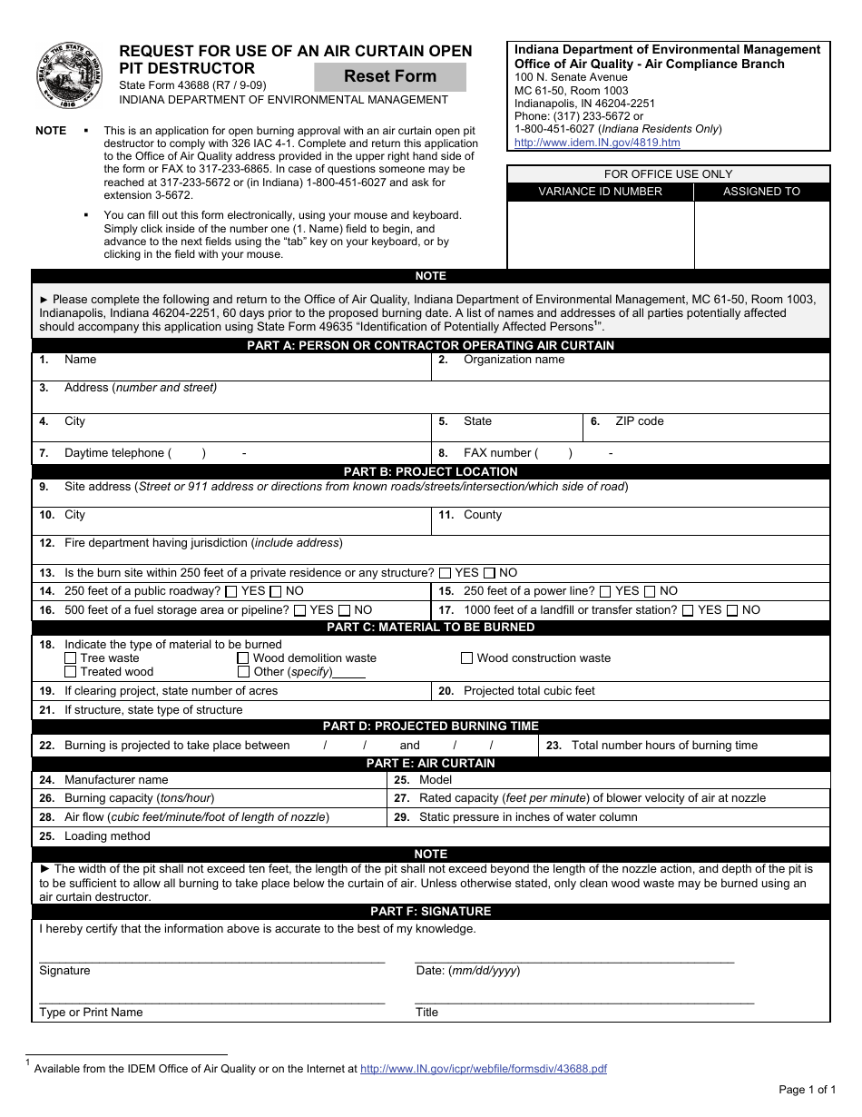 State Form 43688 - Fill Out, Sign Online and Download Fillable PDF ...