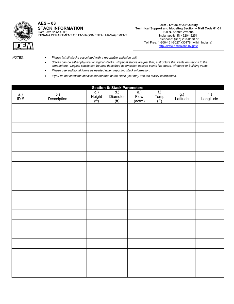 State Form 52054 (AES-03) - Fill Out, Sign Online and Download Fillable ...