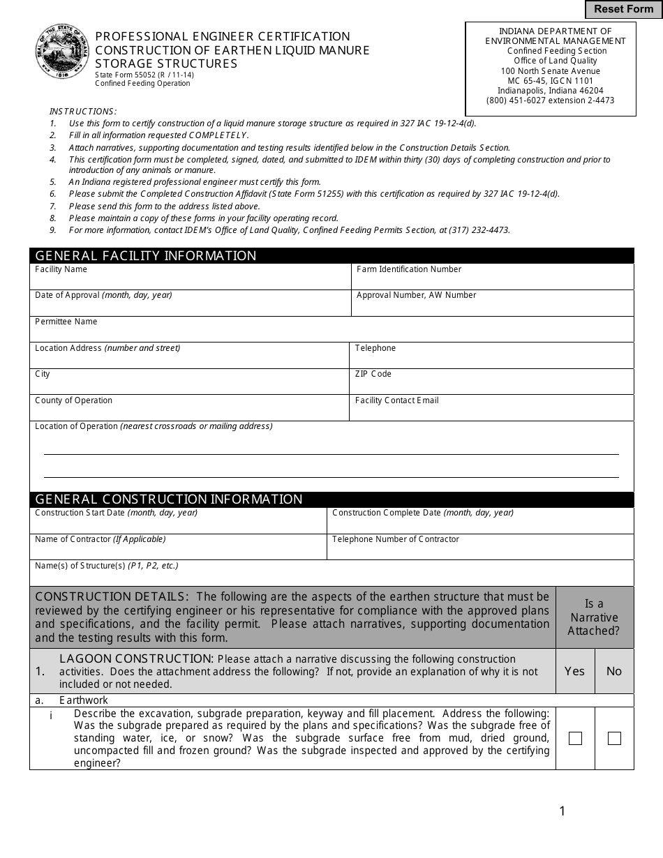 State Form 55052 - Fill Out, Sign Online and Download Fillable PDF ...
