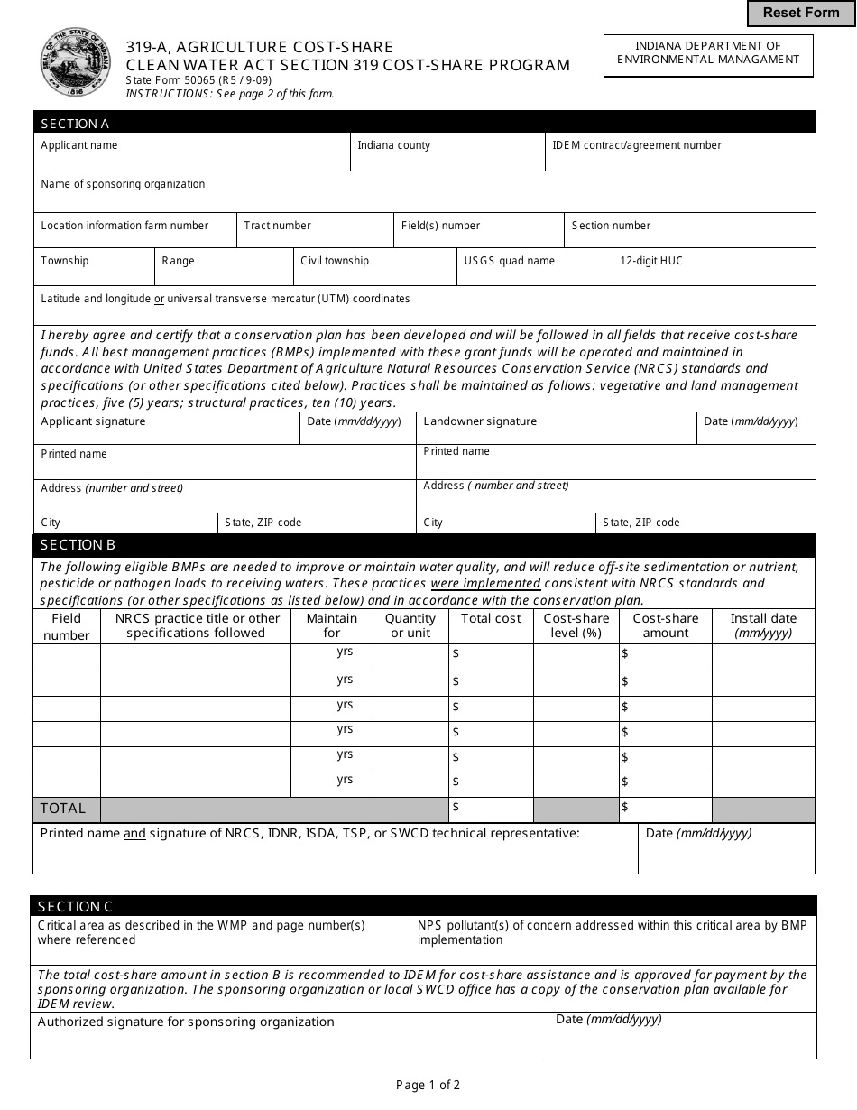 State Form 50065 (319-A) - Fill Out, Sign Online and Download Fillable ...