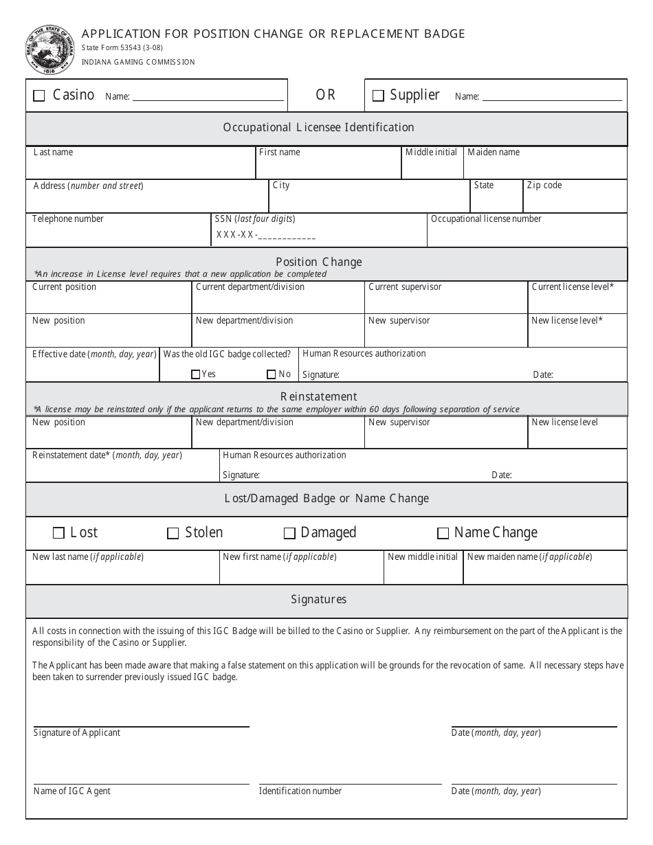 State Form 53543 - Fill Out, Sign Online and Download Printable PDF ...