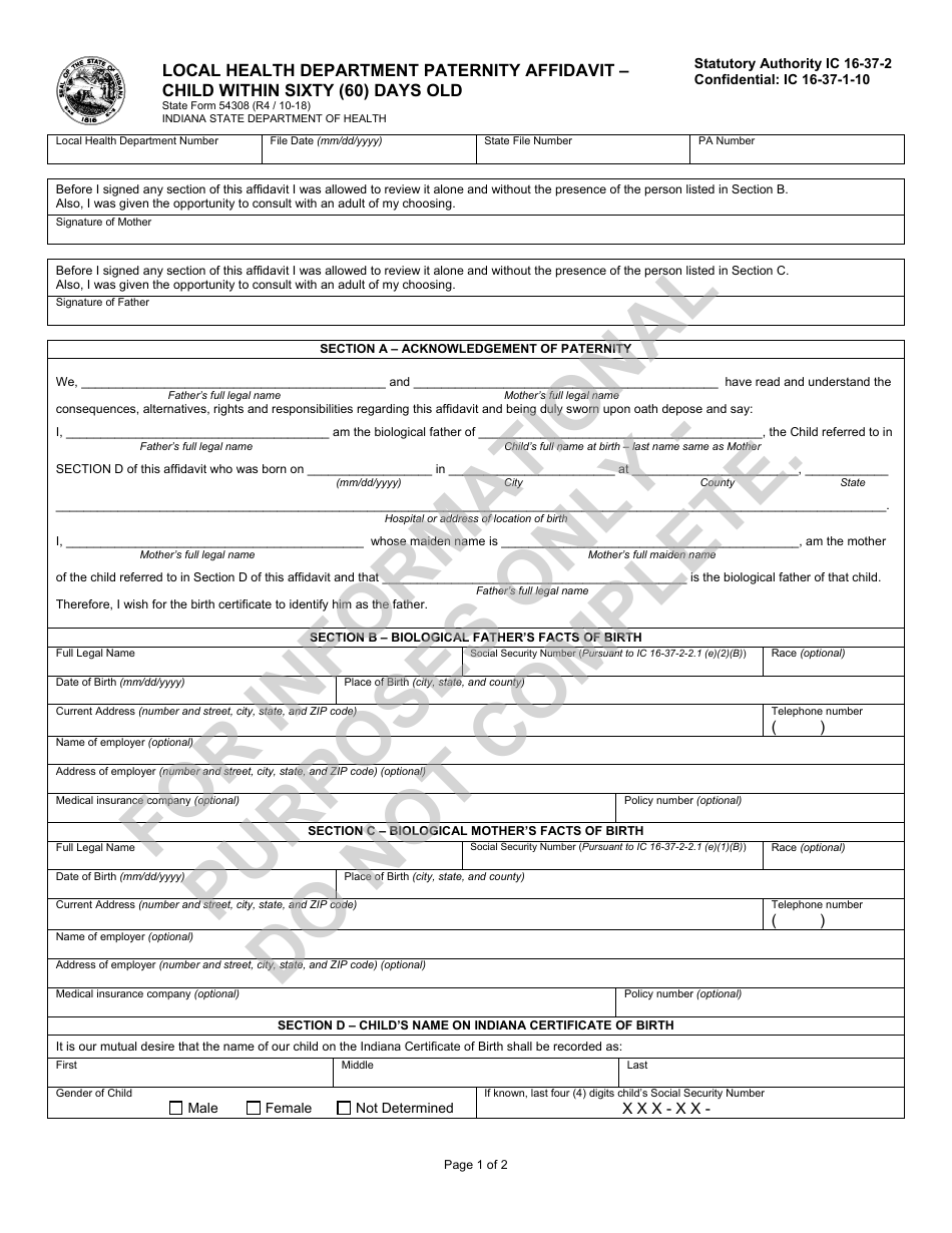 State Form 54308 - Fill Out, Sign Online and Download Printable PDF ...