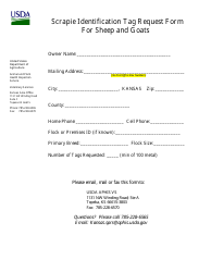 Kansas Scrapie Identification Tag Request Form for Sheep and Goats ...