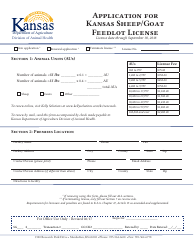 Kansas Application for Kansas Swine Feedlot License Download Fillable ...