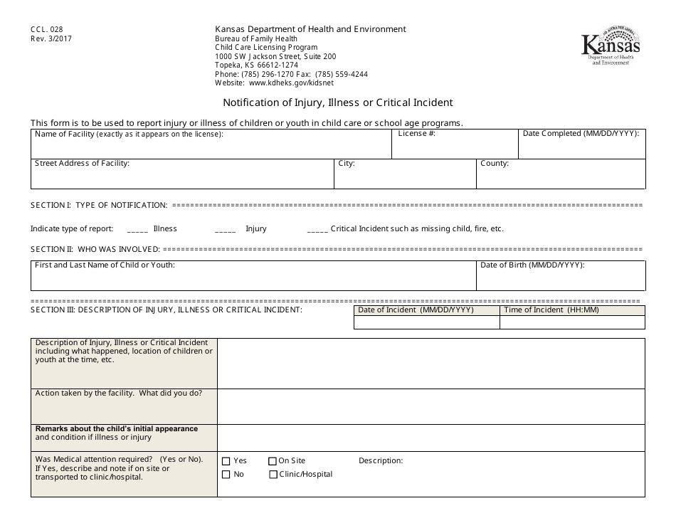 Form CCL.028 - Fill Out, Sign Online and Download Printable PDF, Kansas ...