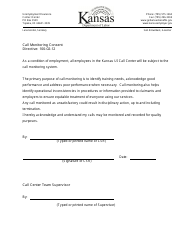 Kansas Call Monitoring Consent - Fill Out, Sign Online and Download PDF ...