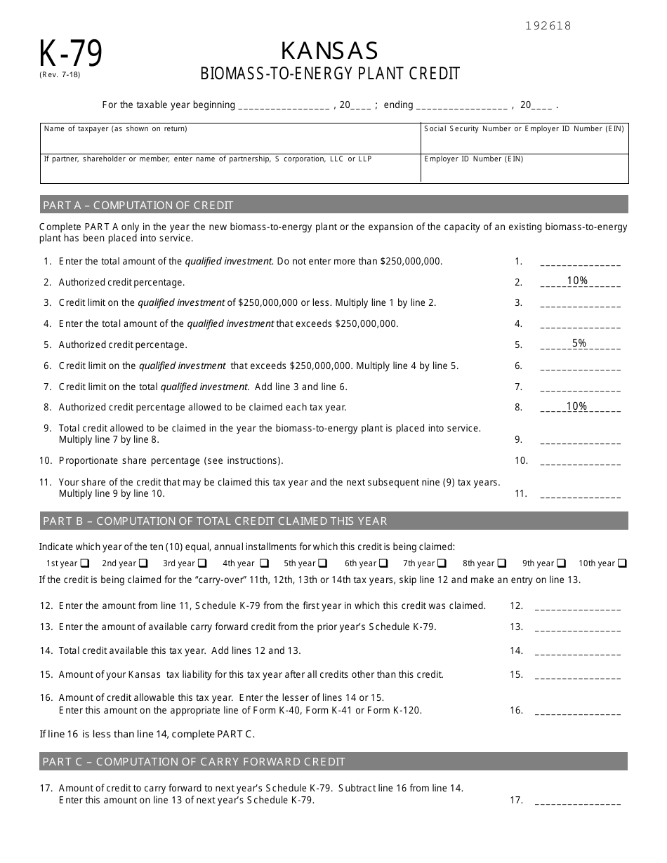 Form K-79 - Fill Out, Sign Online and Download Printable PDF, Kansas ...