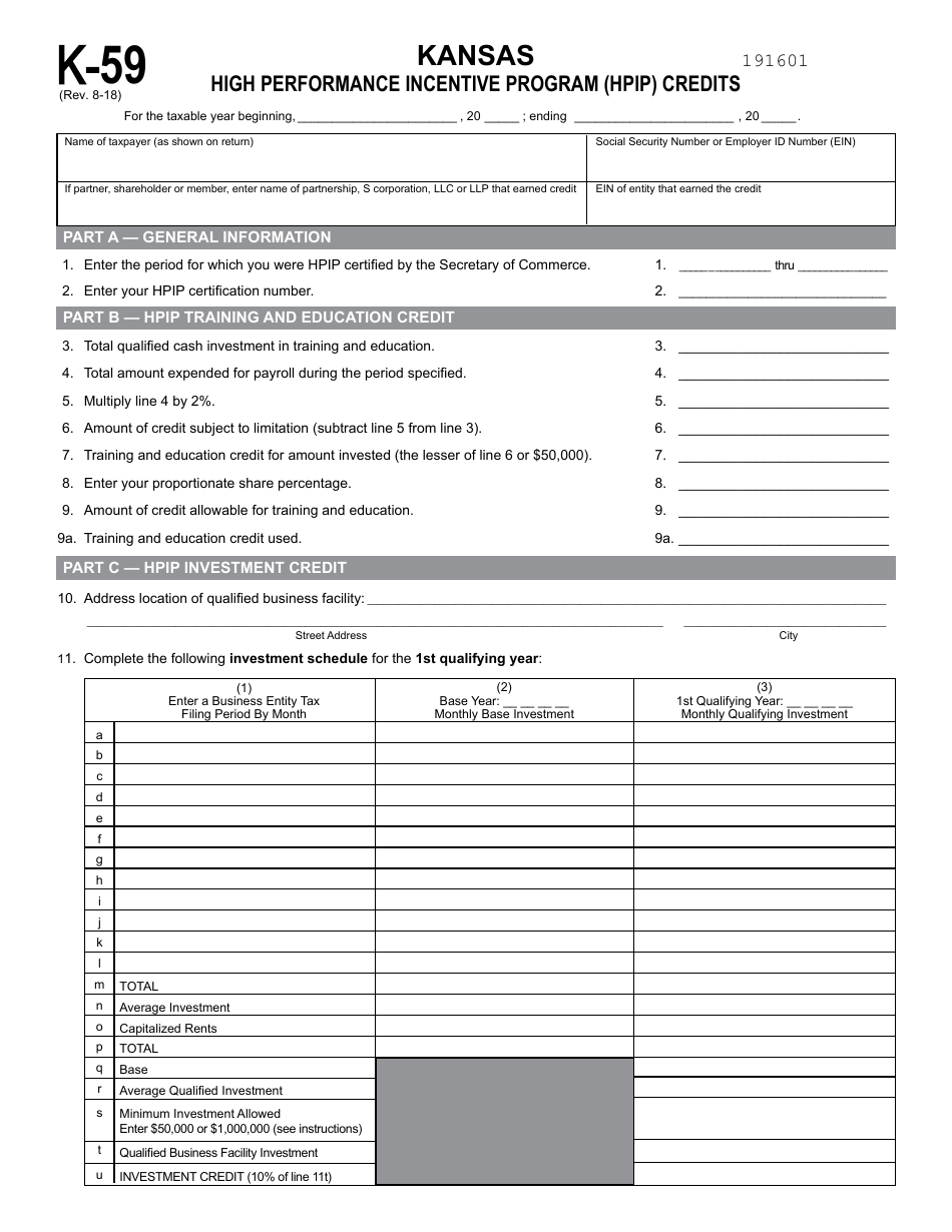 Form K-59 - Fill Out, Sign Online and Download Printable PDF, Kansas ...