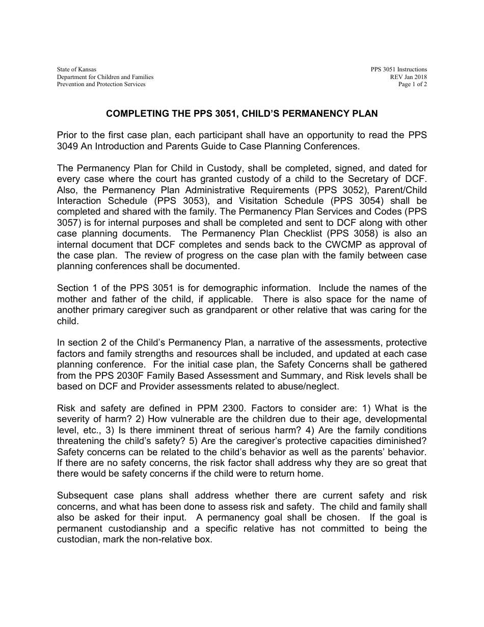 Download Instructions for Form PPS3051 Child's Permanency Plan PDF ...