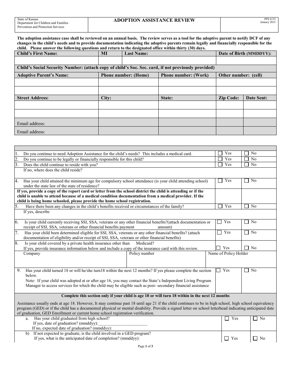 Form PPS6135 - Fill Out, Sign Online and Download Printable PDF, Kansas ...
