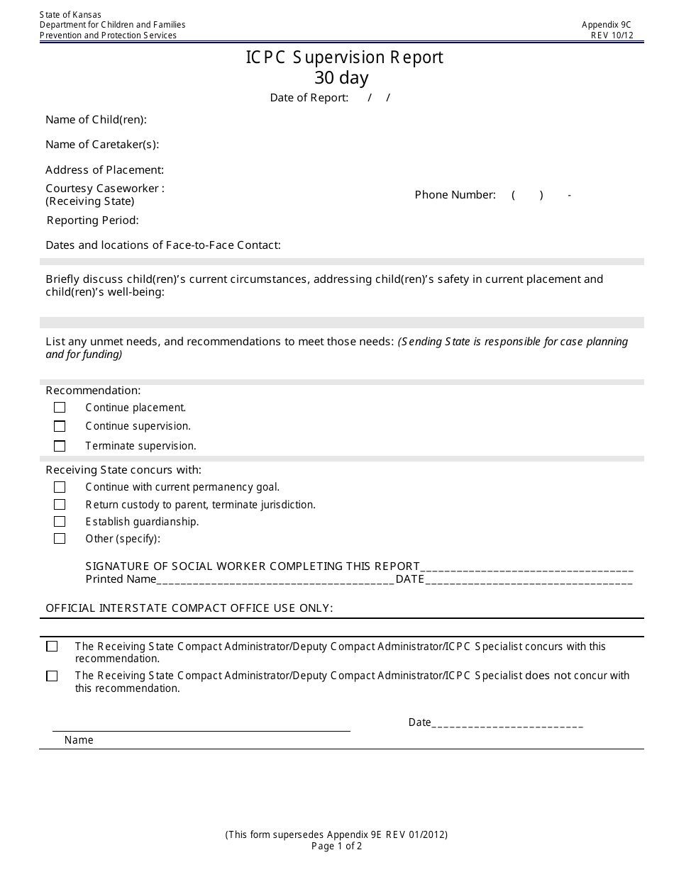 Kansas Icpc Supervision Report - 30 Day - Fill Out, Sign Online and ...