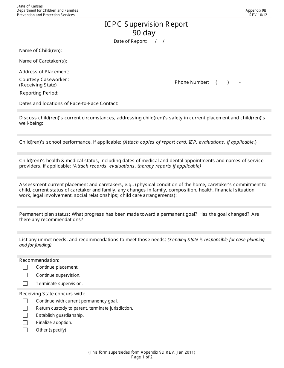 Kansas Icpc Supervision Report - 90 Day - Fill Out, Sign Online and ...