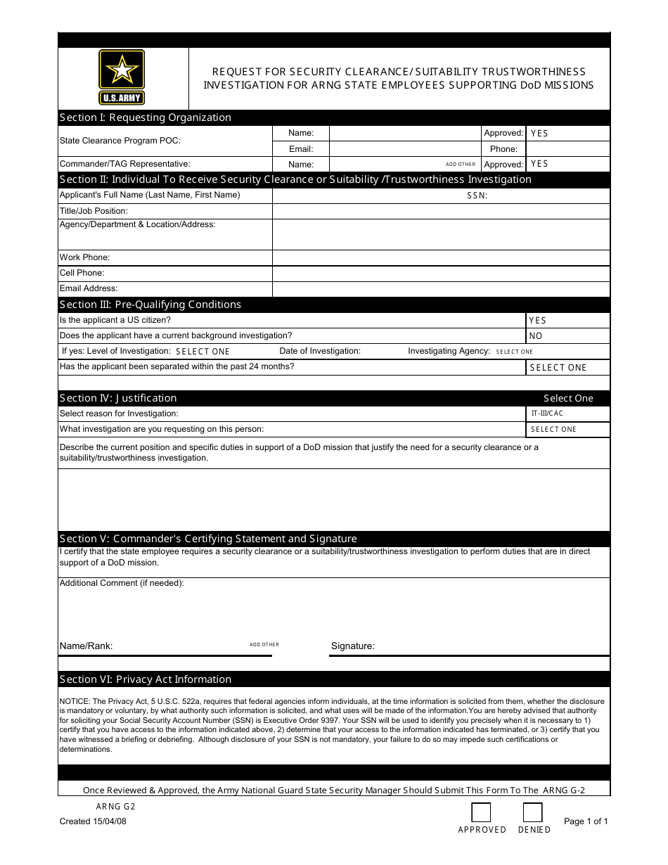 Kansas Request for Security Clearance/Suitability Trustworthiness ...