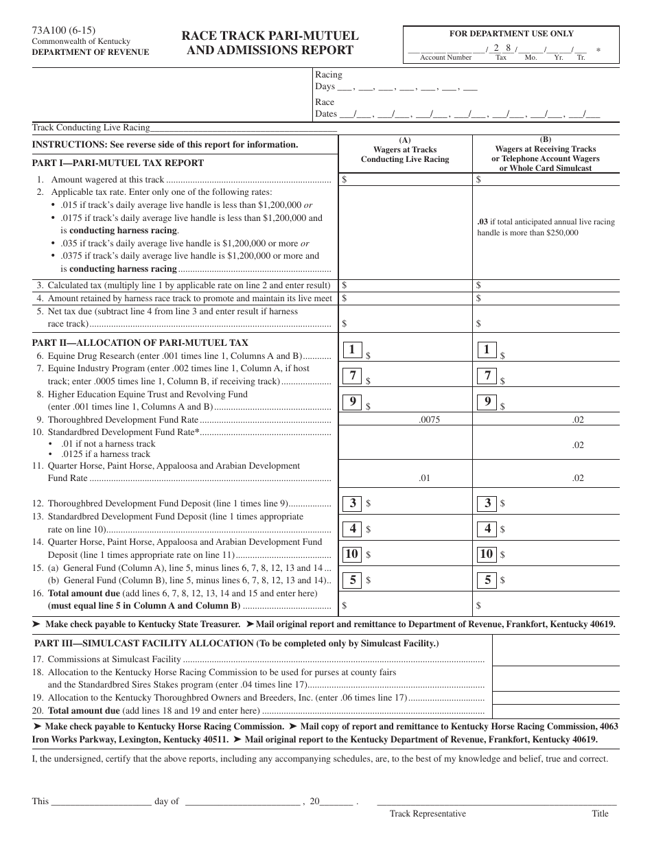 Form 73A100 - Fill Out, Sign Online and Download Printable PDF ...