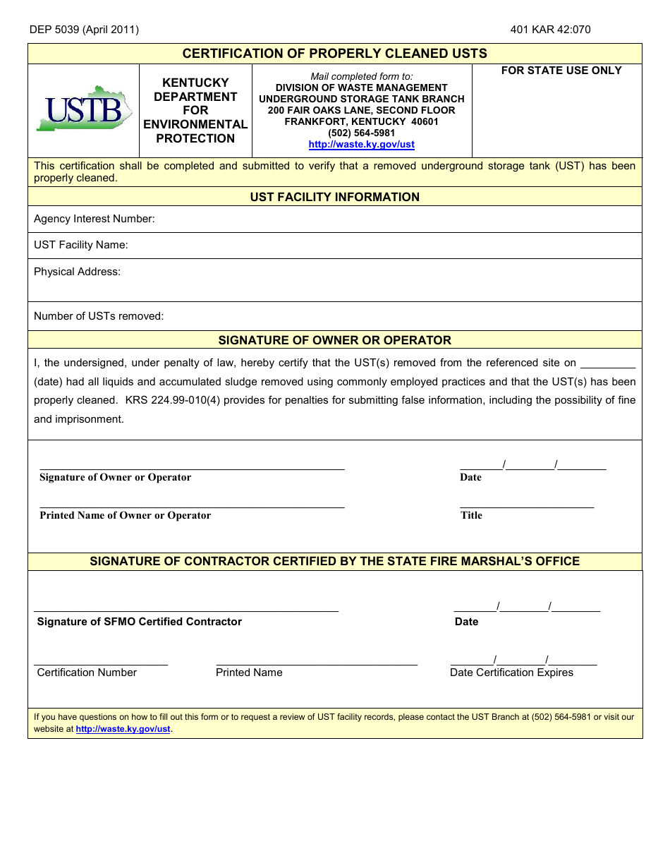 Form DEP5039 - Fill Out, Sign Online and Download Printable PDF ...