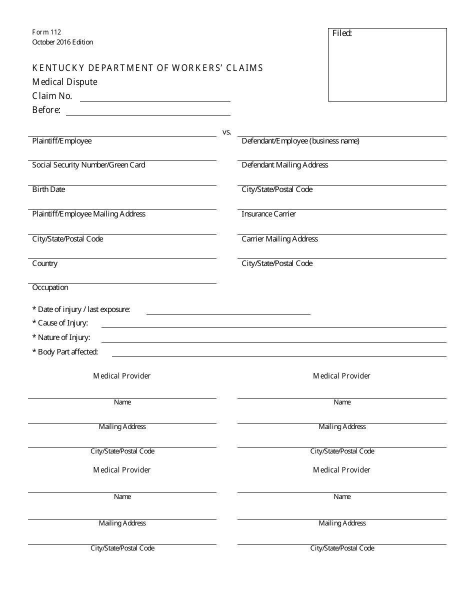 Form 112 - Fill Out, Sign Online and Download Printable PDF, Kentucky ...